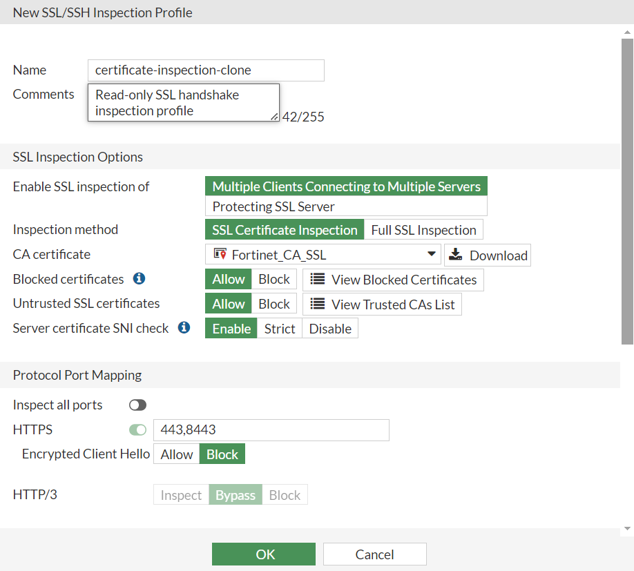 Certificate inspection | FortiGate / FortiOS 7.6.3 | Fortinet Document Library